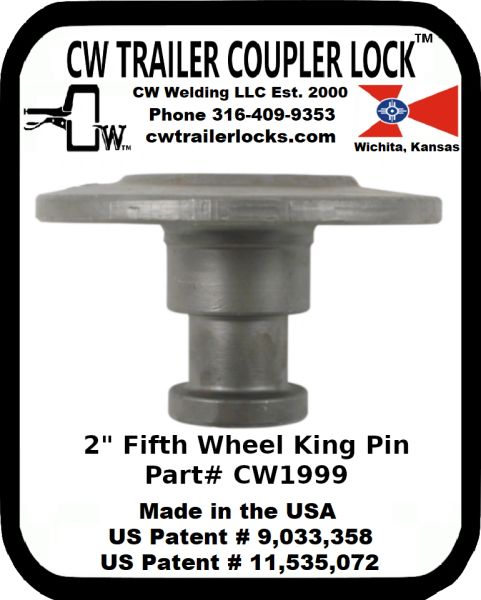 FIFTH WHEEL 2 inch king pin trailer lock (WITH OR WITHOUT BI-POD ...