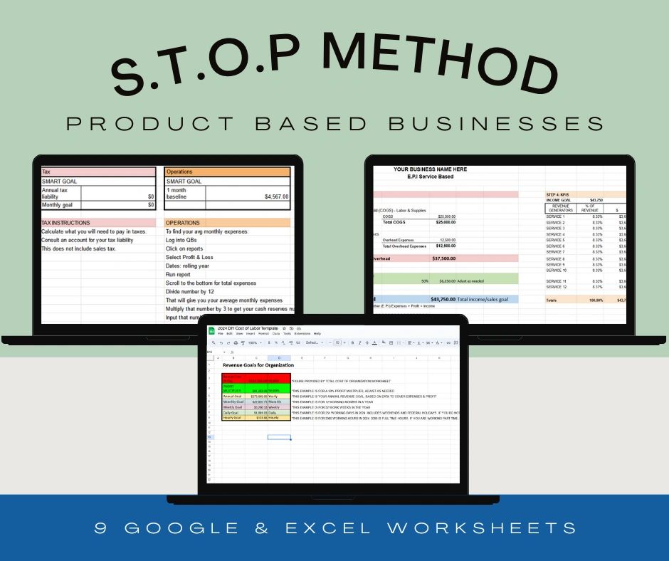 9 STOP WORKSHEETS FOR PRODUCT BASED BUSINESSES