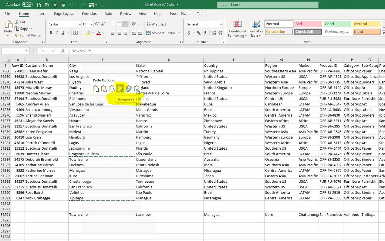Paste Transpose | 10 Awesome Excel Tips