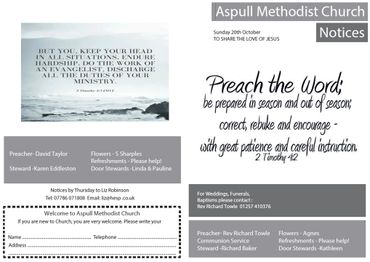 Church Notices | Aspull Methodist Church