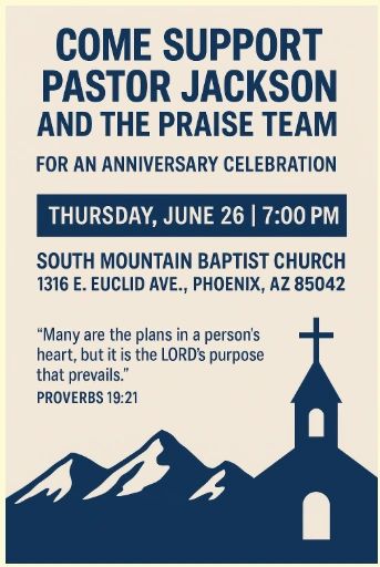 Support Pastor and the Praise Team on 6/26/2025