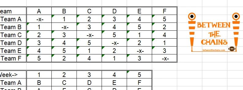 League Scheduling Template (6 - 24 Team Leagues)