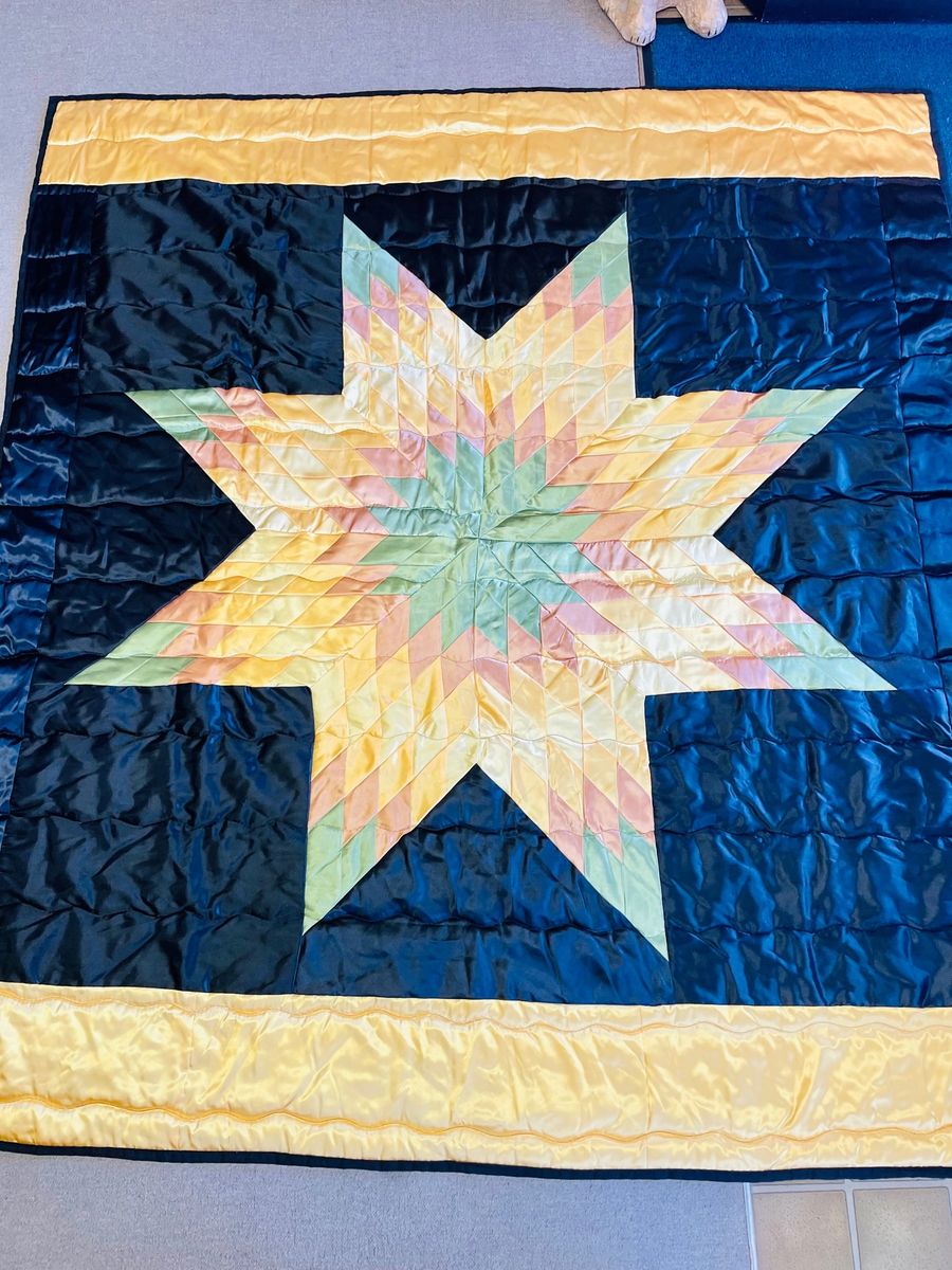 Full Yellow/Black Satin Star Quilt