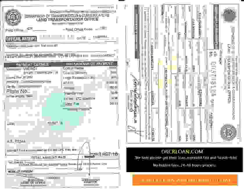 Where to Get ORCR | Sangla ORCR Loan Philippines