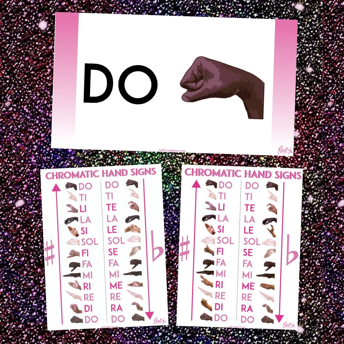 Diverse Chromatic Solfege Hand Signs Bundle
