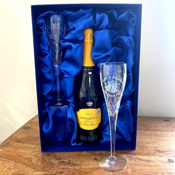 Pair Lead Crystal Champagne glasses