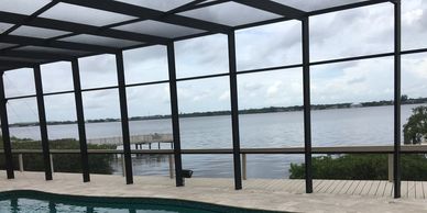 Modern Pool Cage Painting - Pool Cage, Rescreening | Modern Pool Cage ...