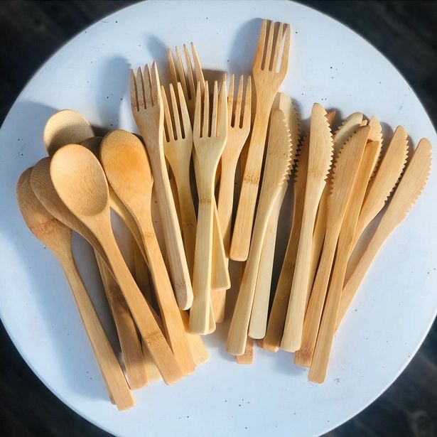 Individual Bamboo Utensils (Spoon, Knife, Fork)