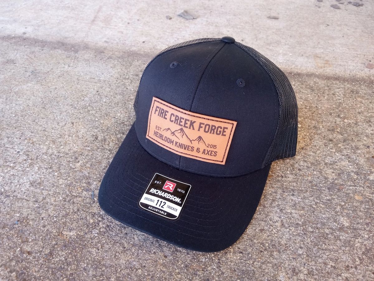 Fire Creek Forge Leather Patch Hat, Richardson 112 Trucker