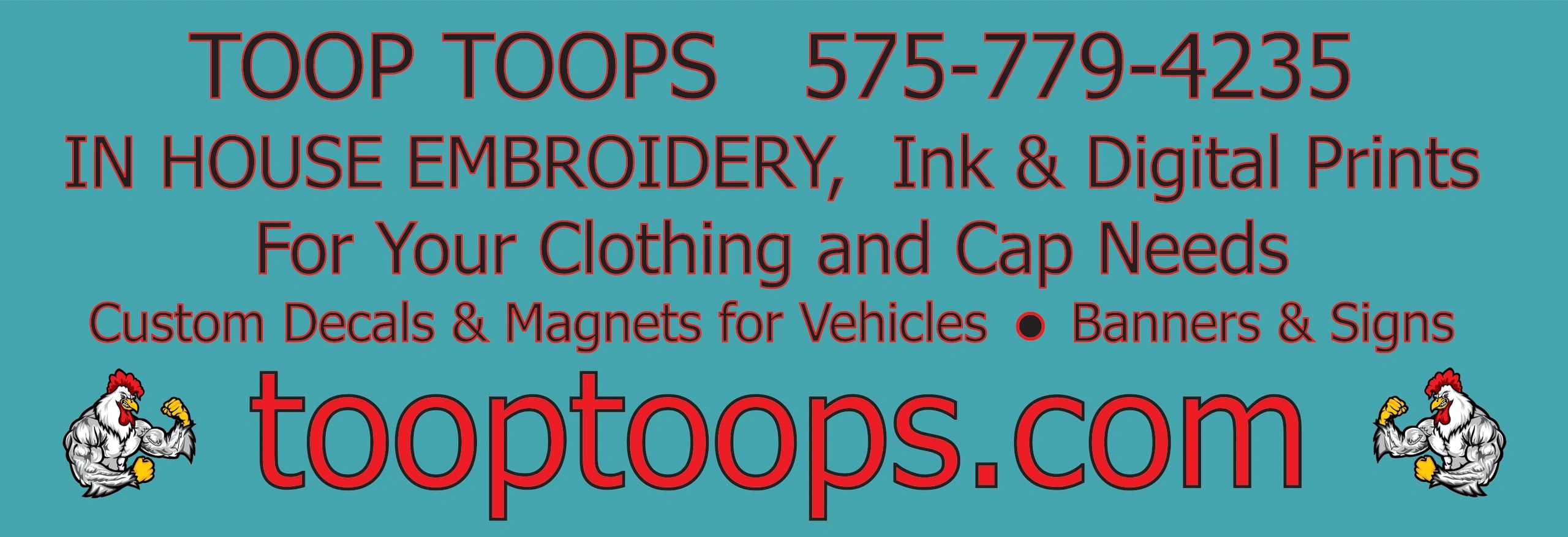 Toop Toops - Embroidery, Silk Screening