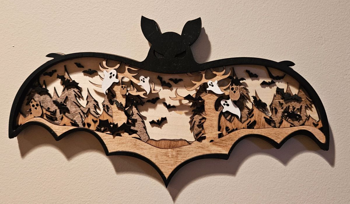 Large 3D Wooden Bat Halloween Decor Scary Spooky Decoration