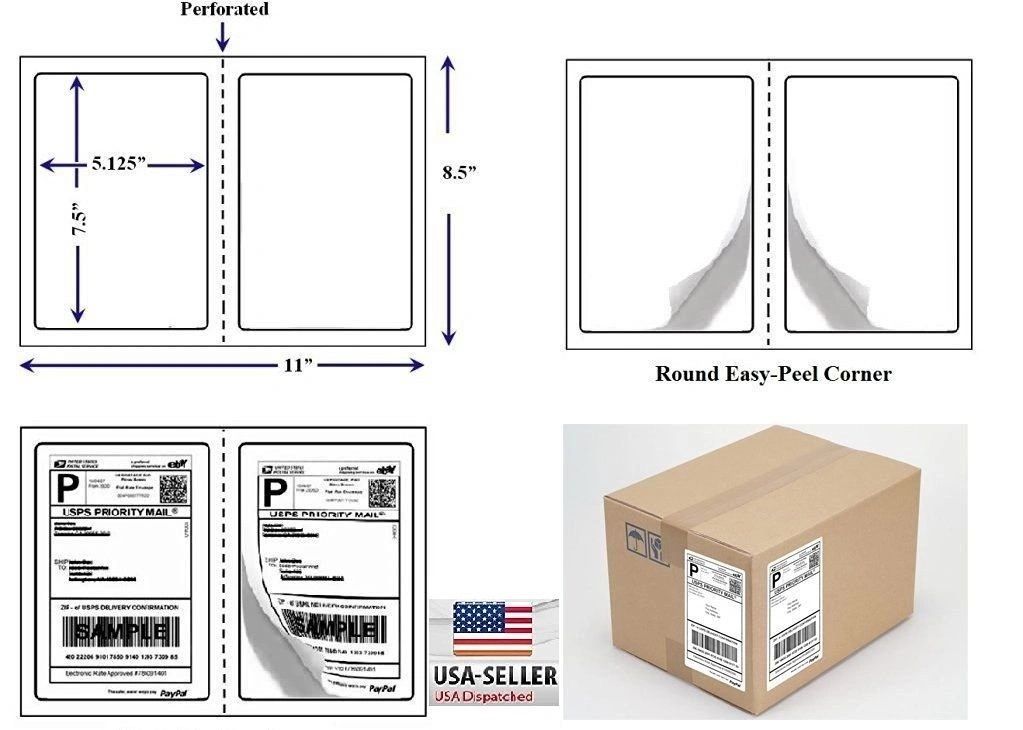 ProLine® Premium Round Corner Perforated Shipping Labels 2 Per Sheet 7. ...