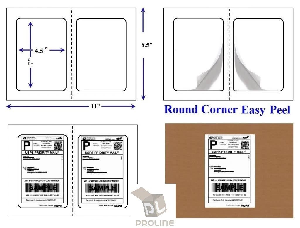 ProLine® Premium Round Corner Perforated Shipping Labels 2 Per Sheet 7 ...