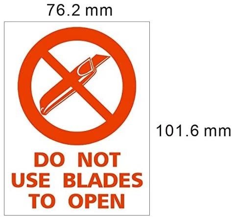 500 Per Roll 3x4 Do Not Use Blades To Open Warning Stickers