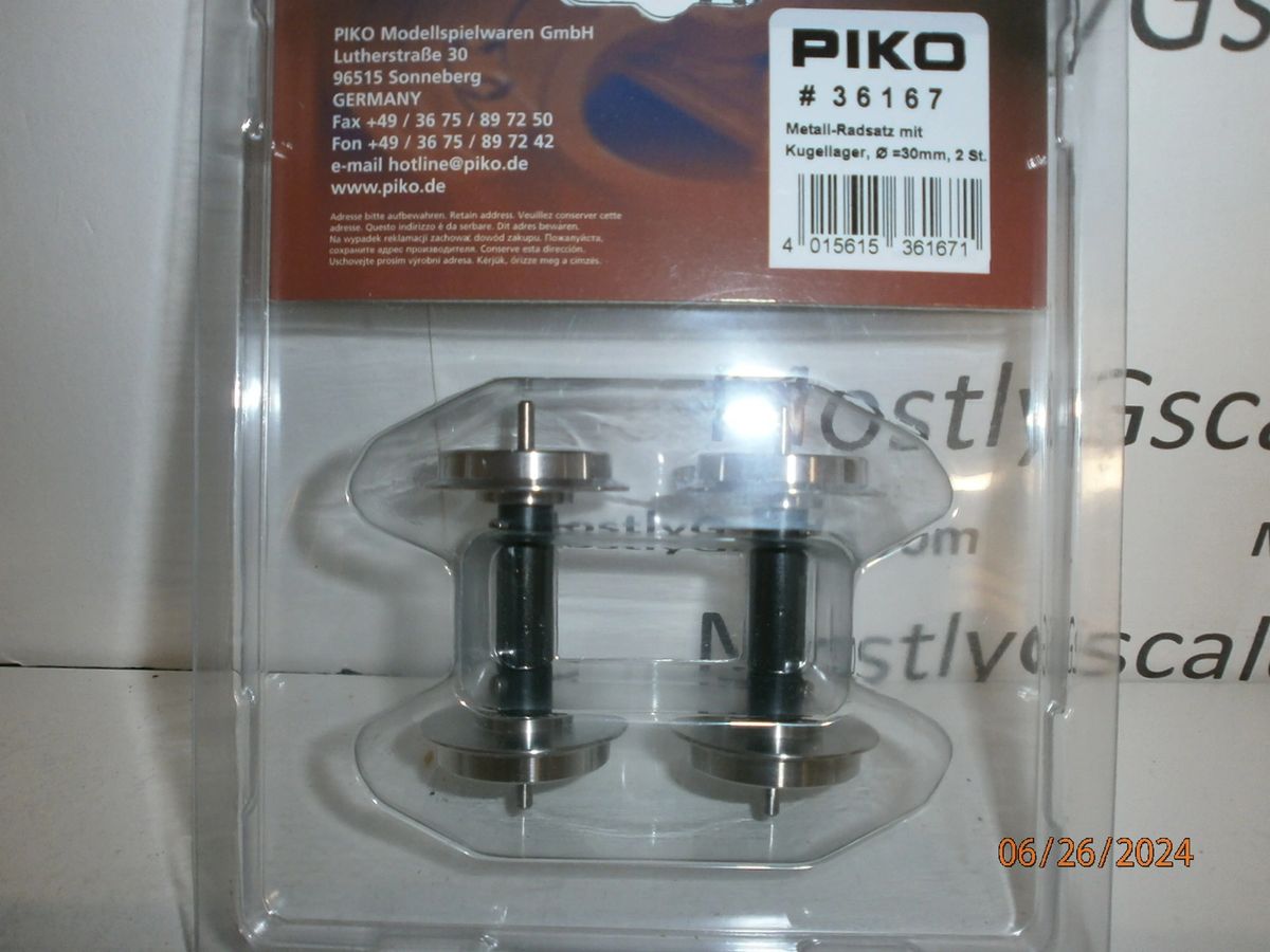 PIKO 36167 Ball Bearing Wheelset with Pickups, 30 mm, 2 Pcs.