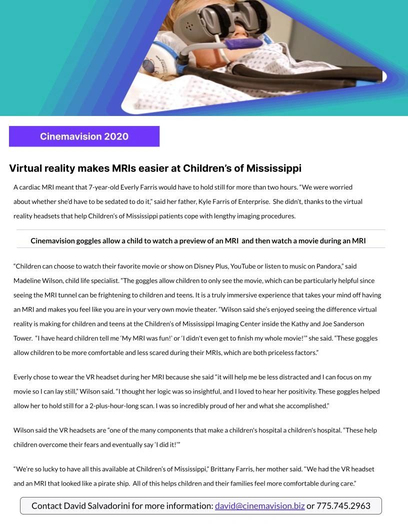 Home - Helps Reduce MRI Sedation - Cinemavision