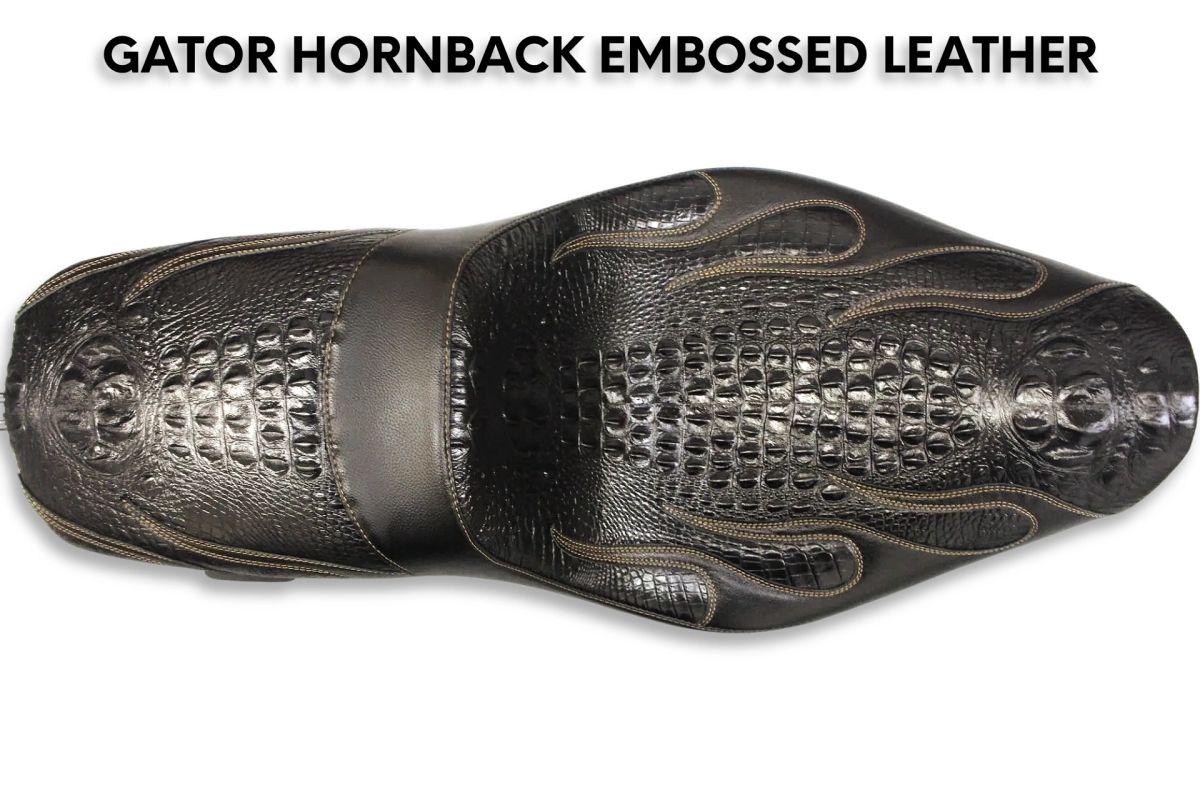 SOFTAIL FASTBACK: Gator Hornback Embossed Leather + 3-Side Flame Applique