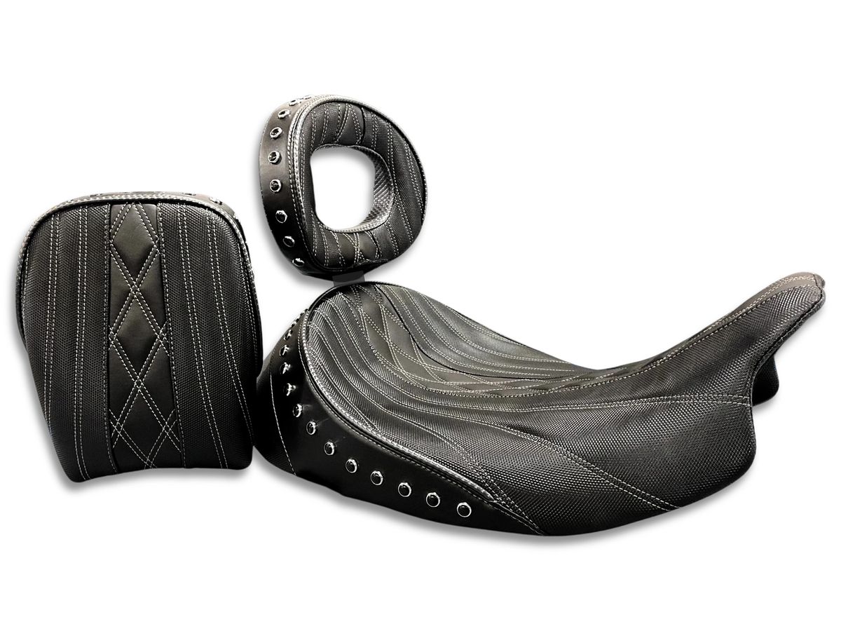 BAGGER/TOURING: SOLO SEATS PREMIUM Double Diamond Stripe NEW Anti-Slip ...