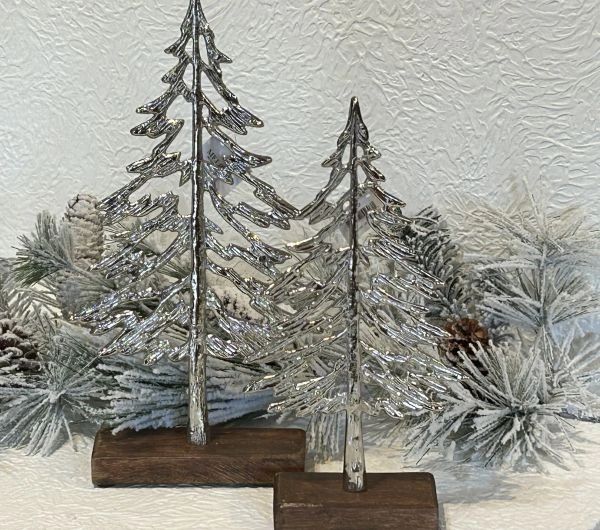 Melrose Aluminum Tree Set with Dark Wood Base