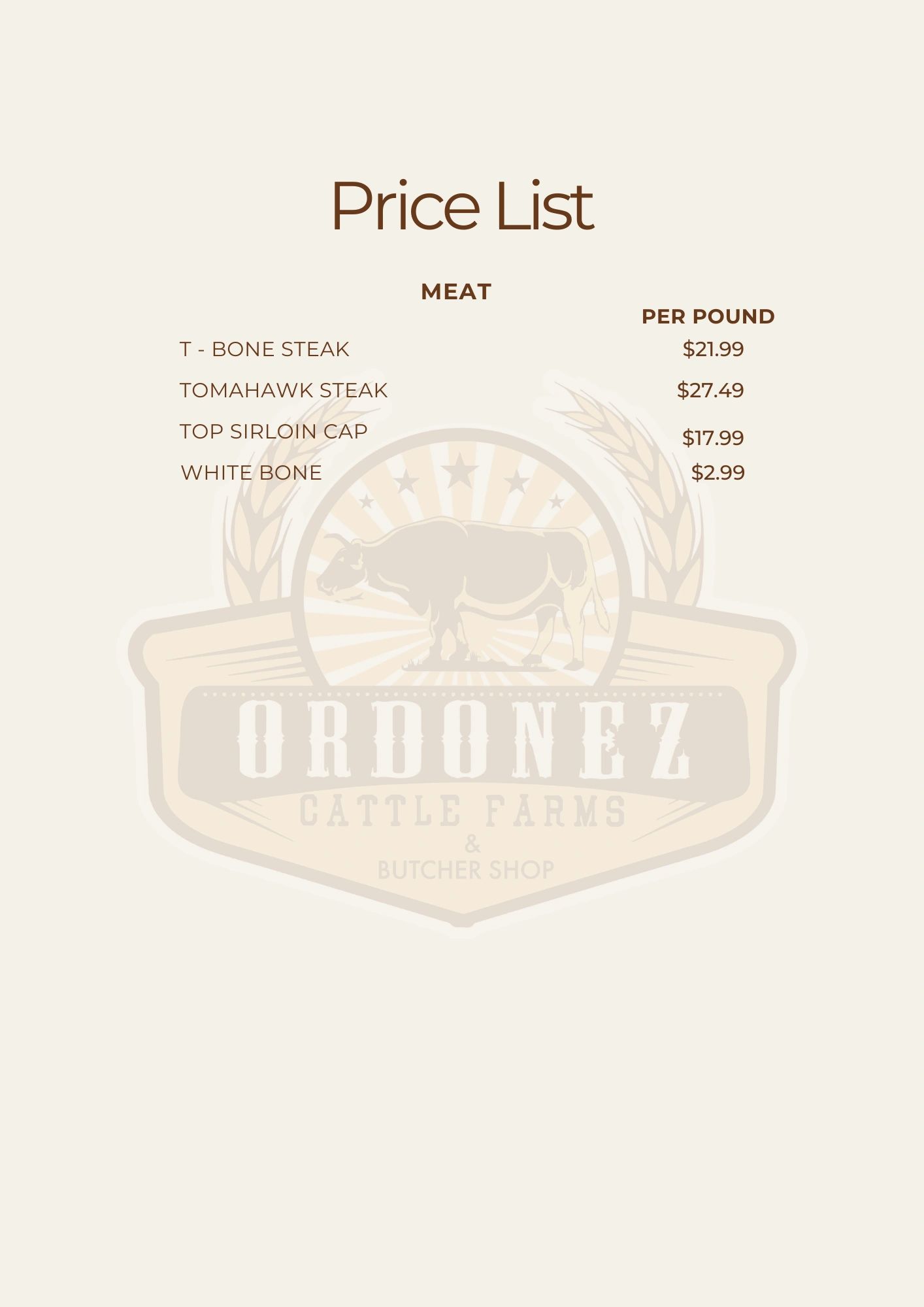 Price List