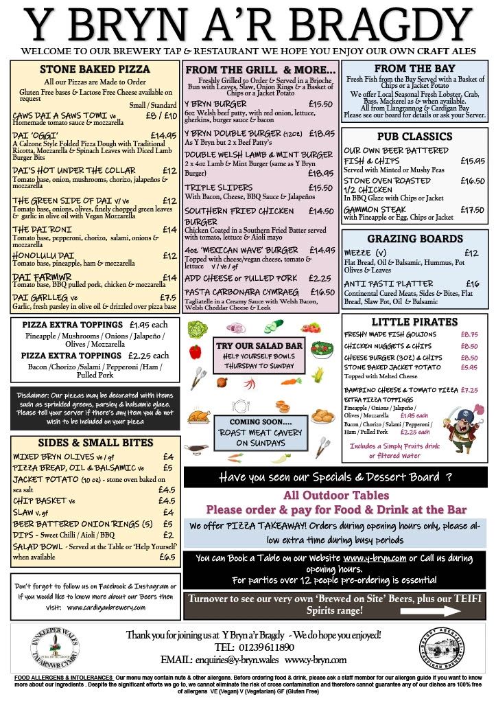 Menu | Y Bryn a'r Bragdy