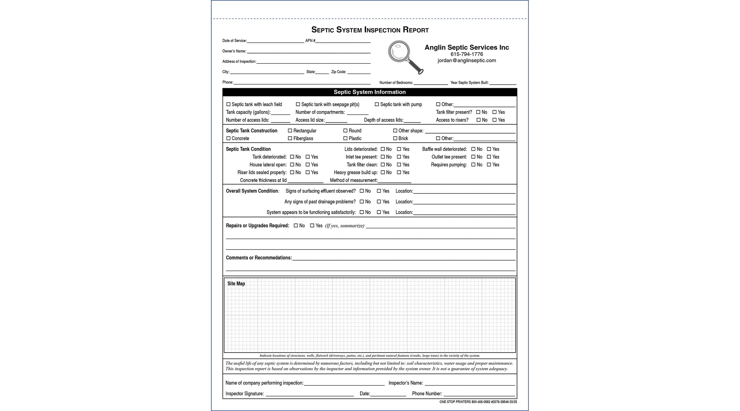 Septic Tank Inspection Report