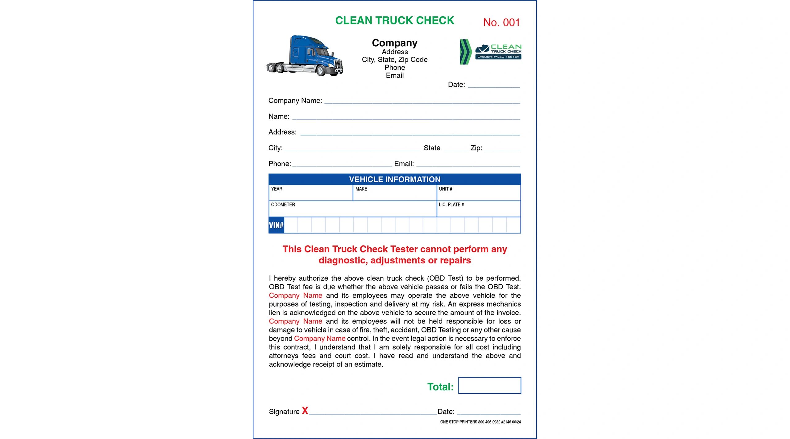 California Clean Truck Check Invoice