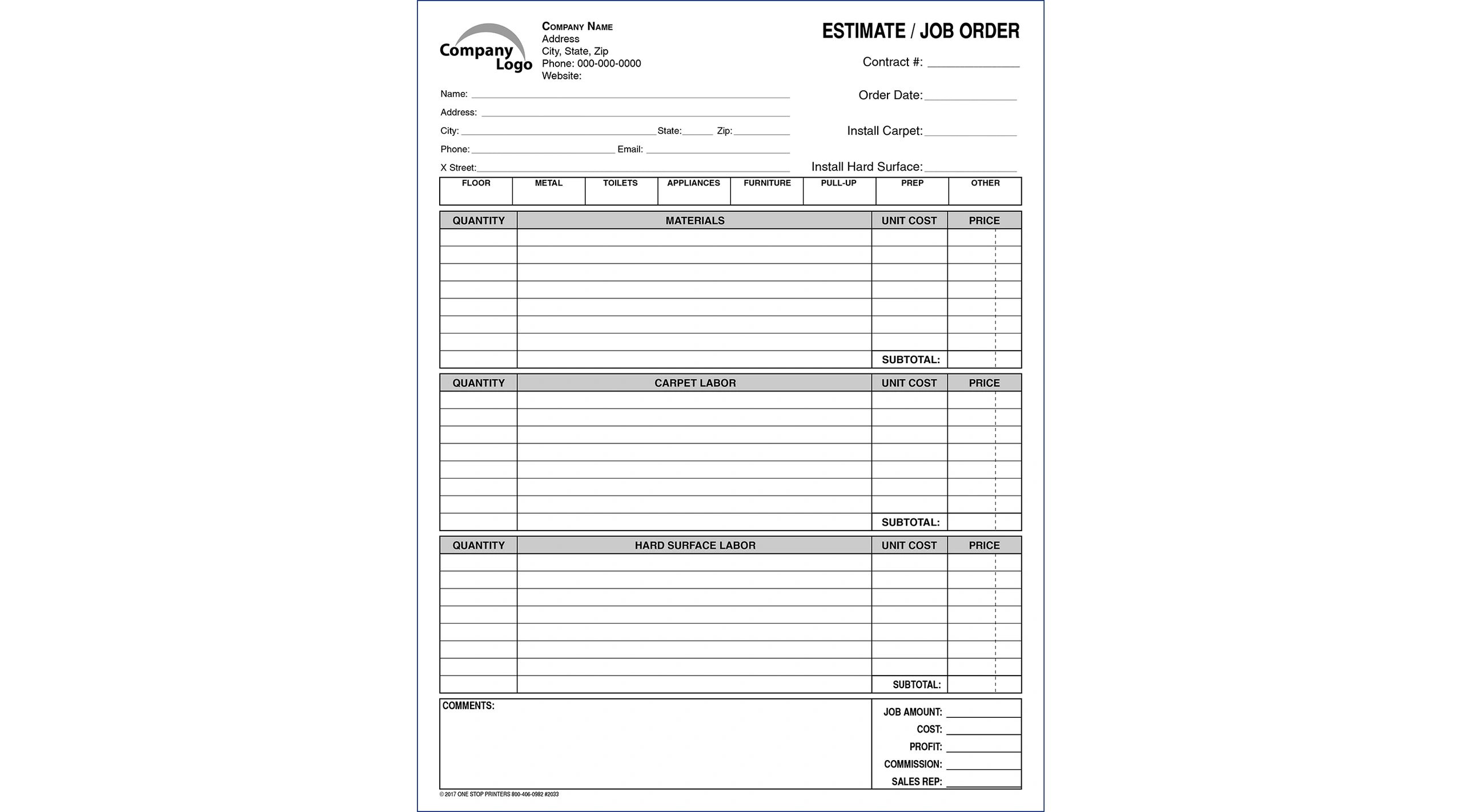 Carpet and Tile Installation Estimate
