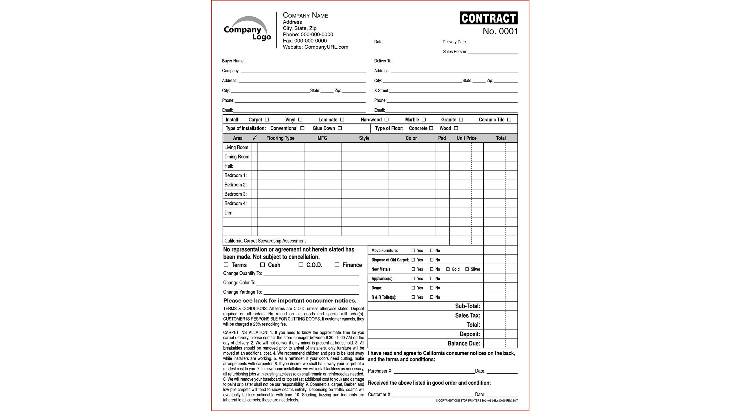 Carpet and Tile Installation Contract