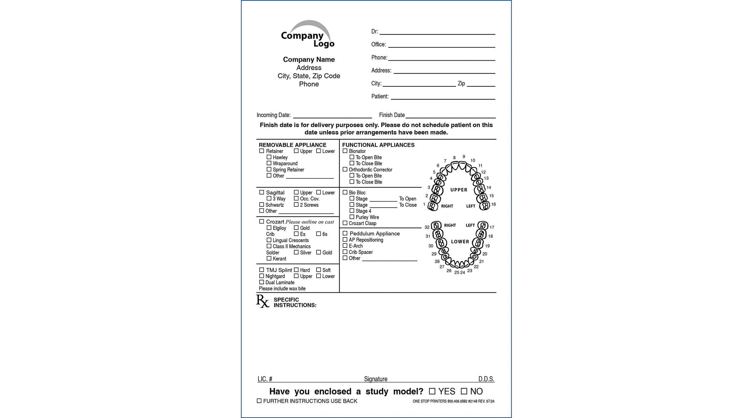Dental Laboratory Slip/Script