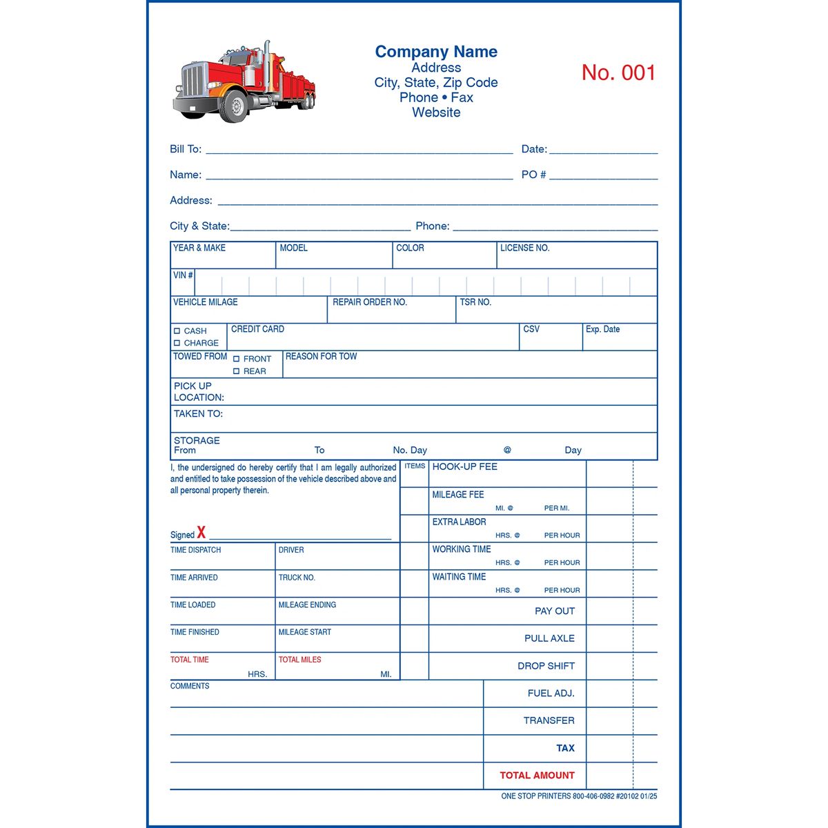 Towing Work Order #20102