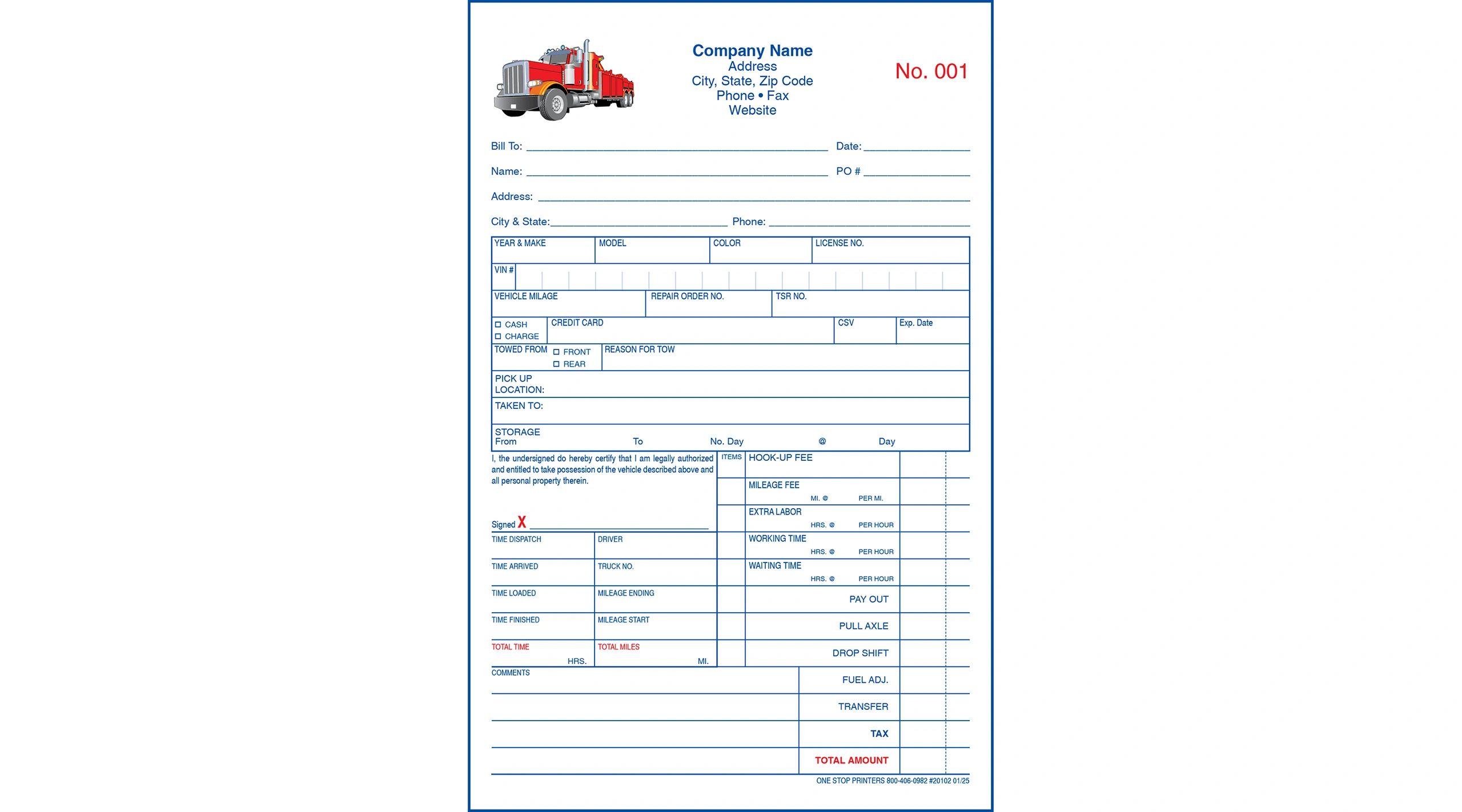 Tow Truck Receipt