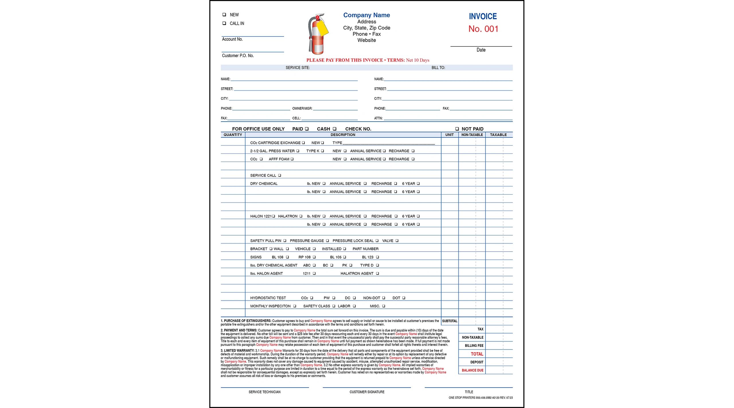 Fire Protection Invoice