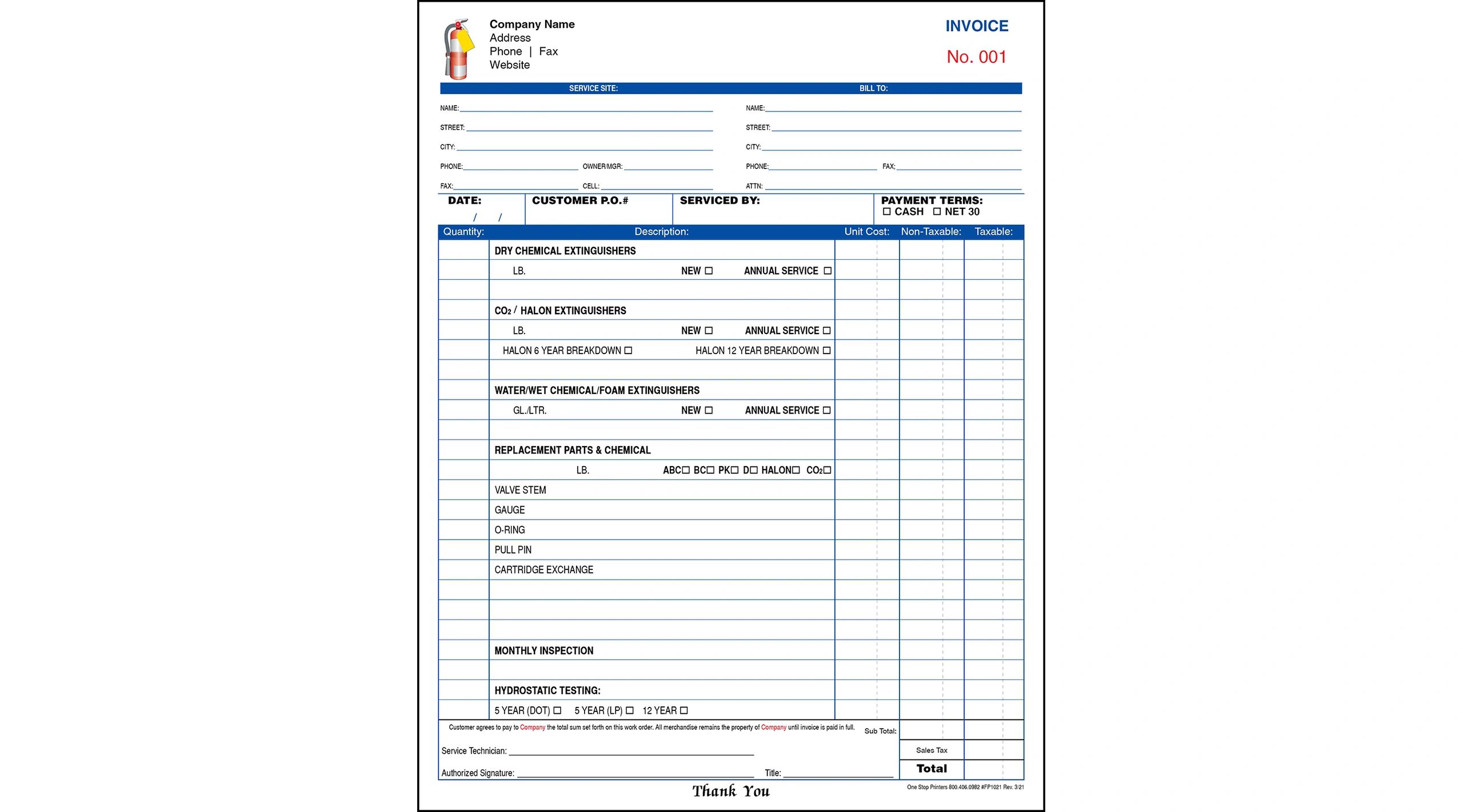 Fire Protection Work Order/Invoice
