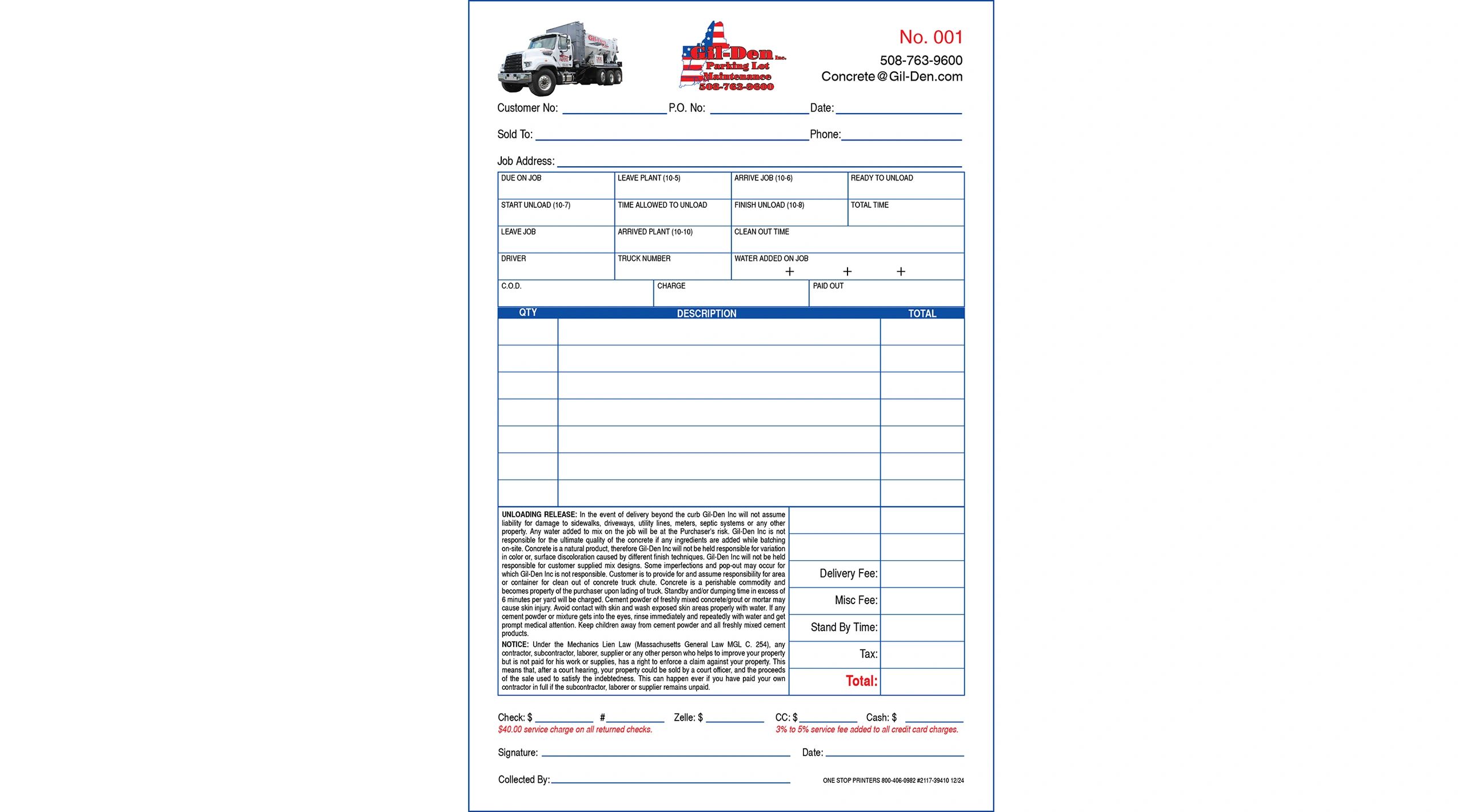 Concrete Delivery Receipt