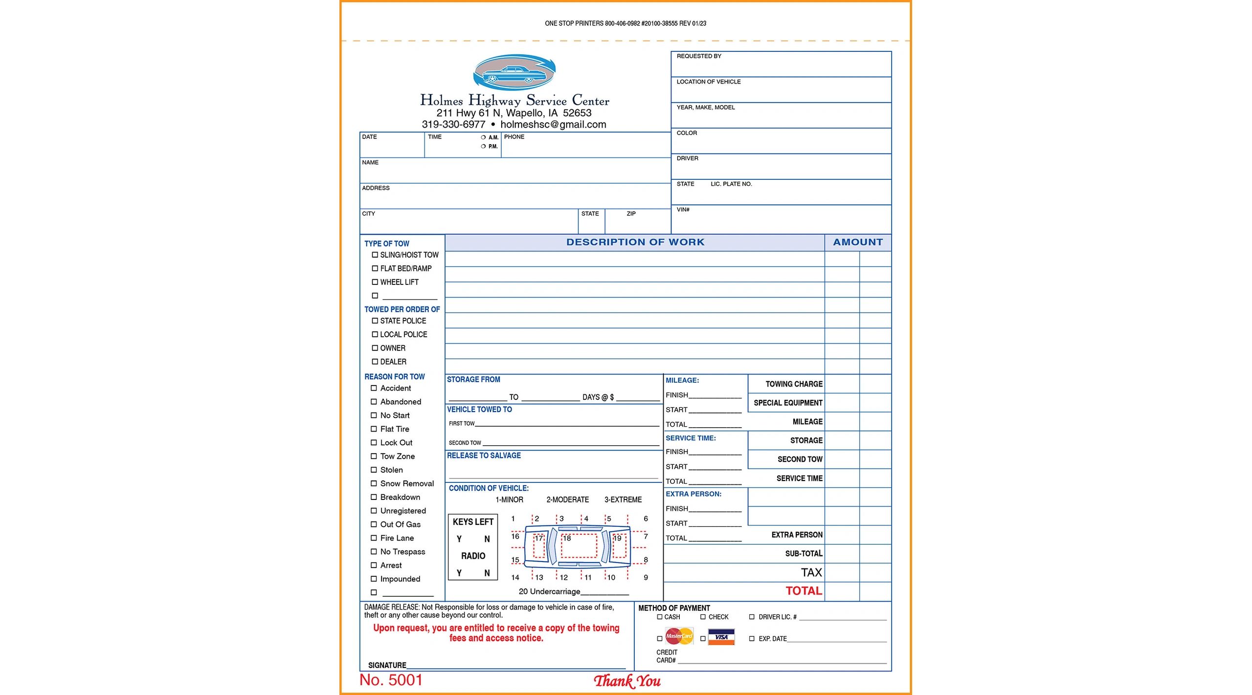 Towing Receipt Books