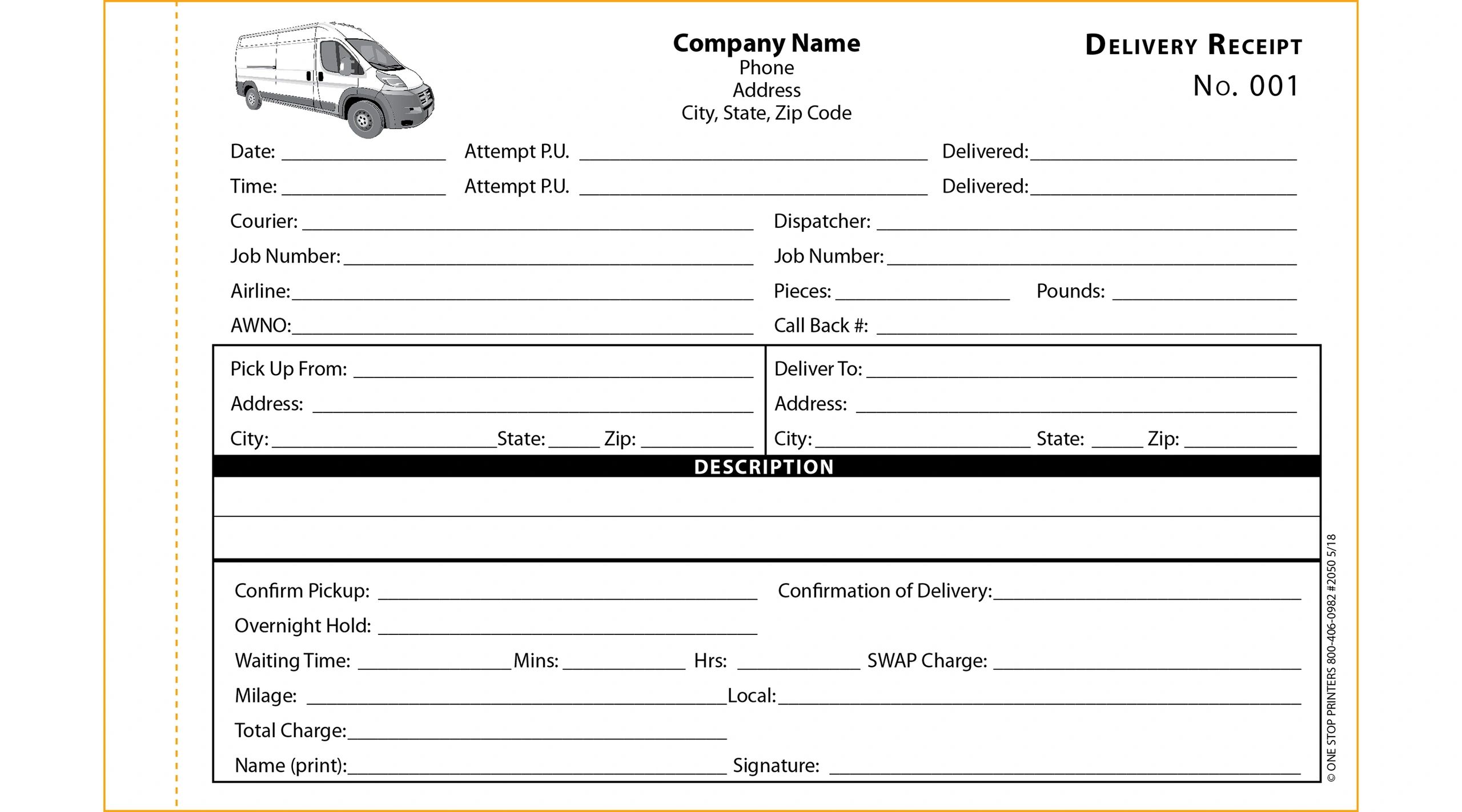 Hot Shot Delivery Receipt and Invoice