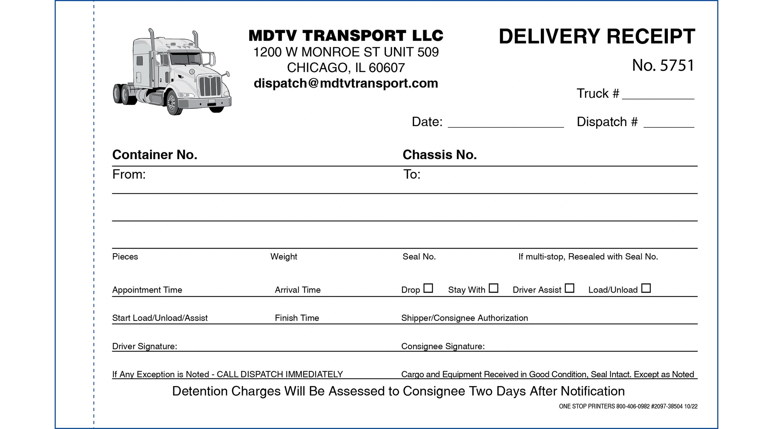 Container Truck Dropped Equipment Proof of Delivery