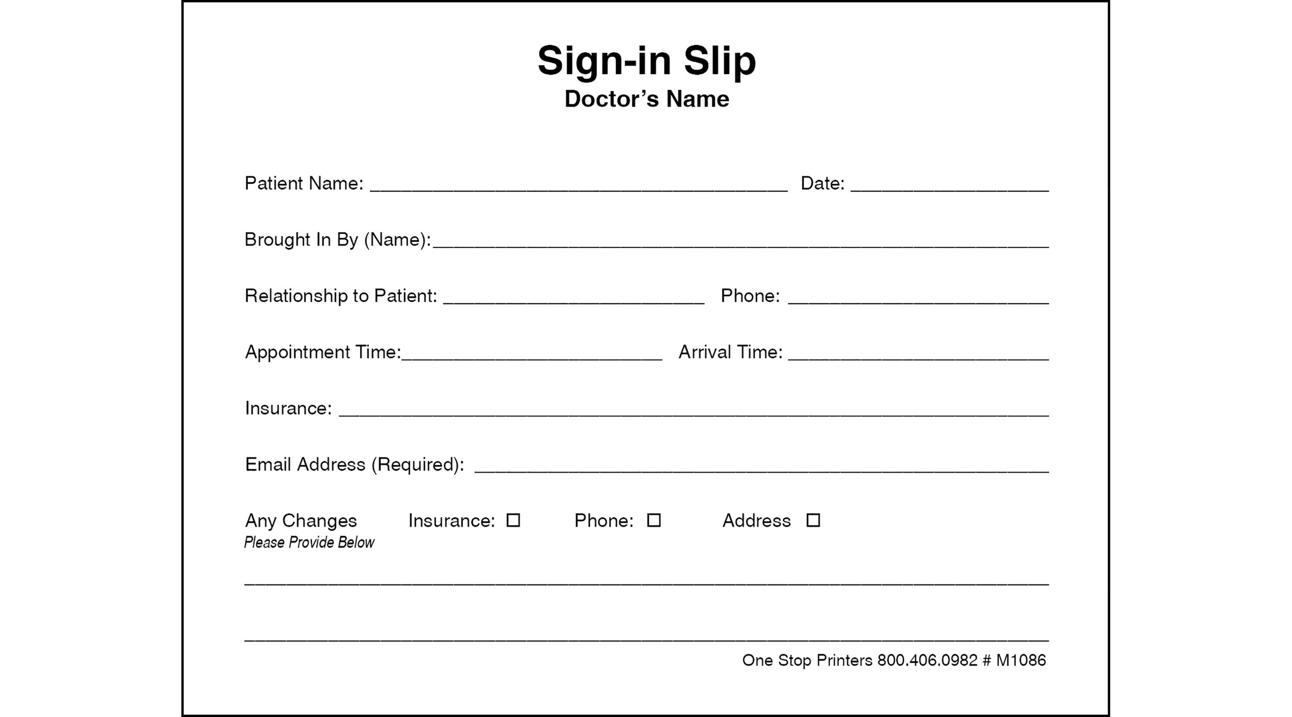 Doctor and Dentist Sign in Slips