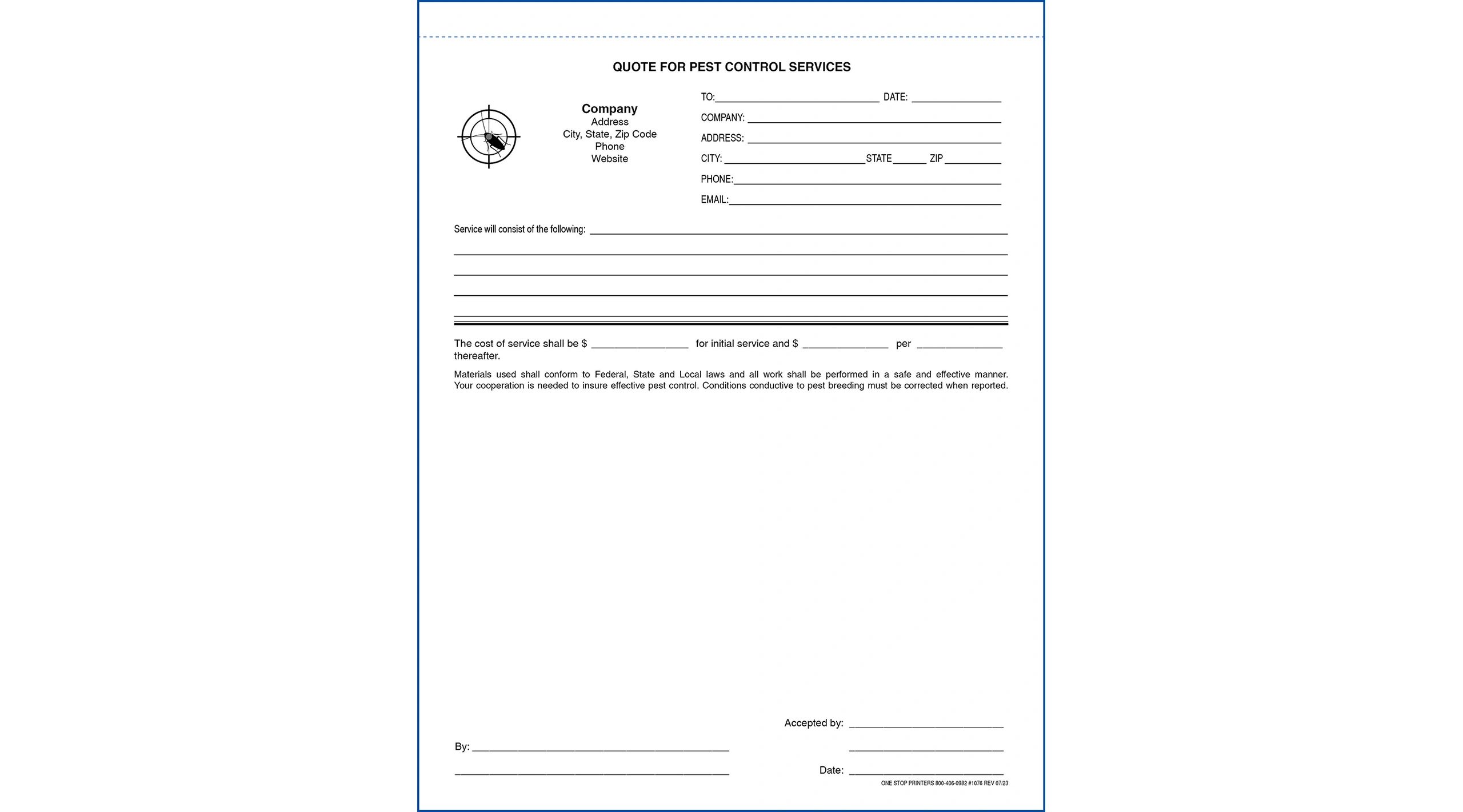 Pest Control Quote Form