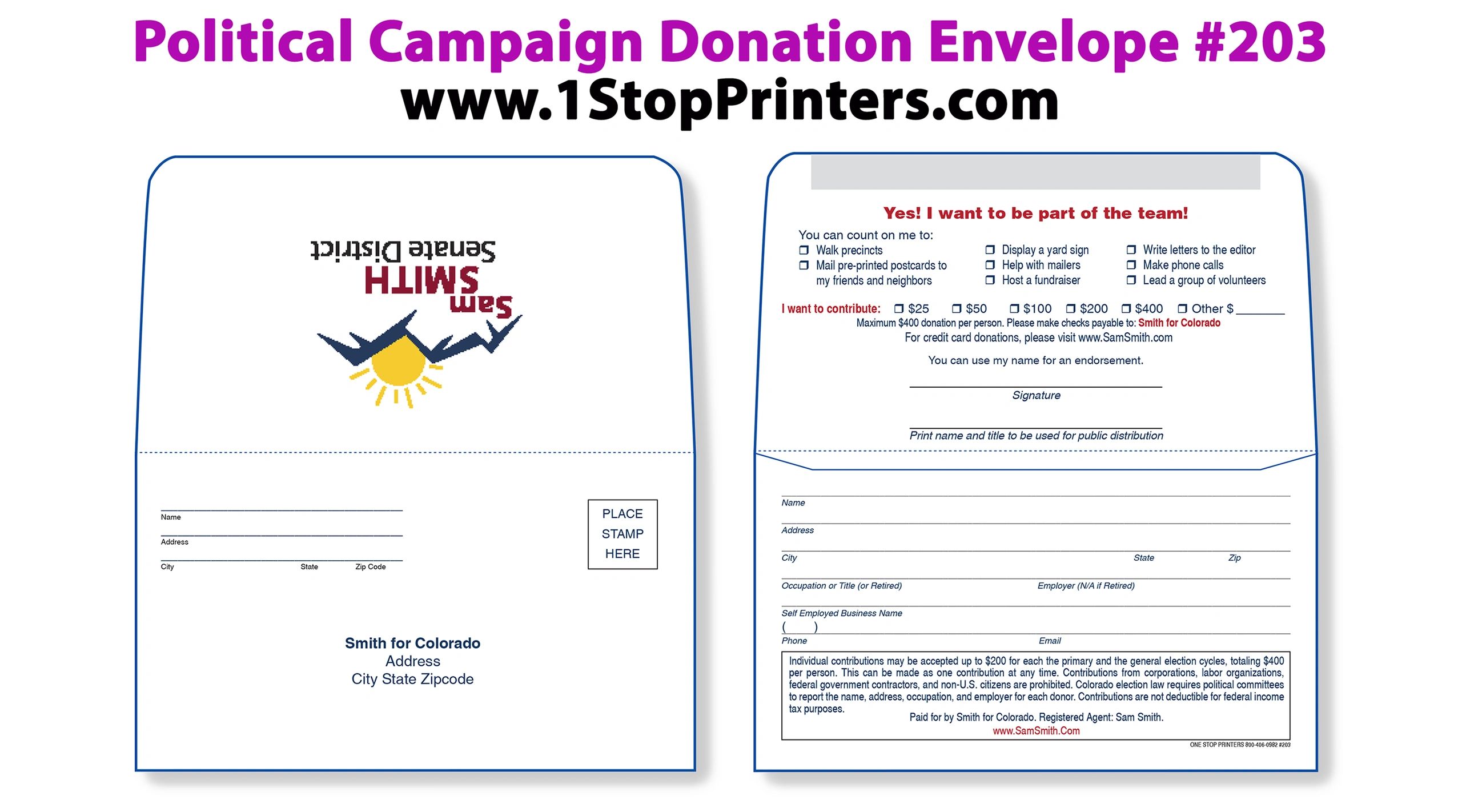 Political Campaign Donation Envelope