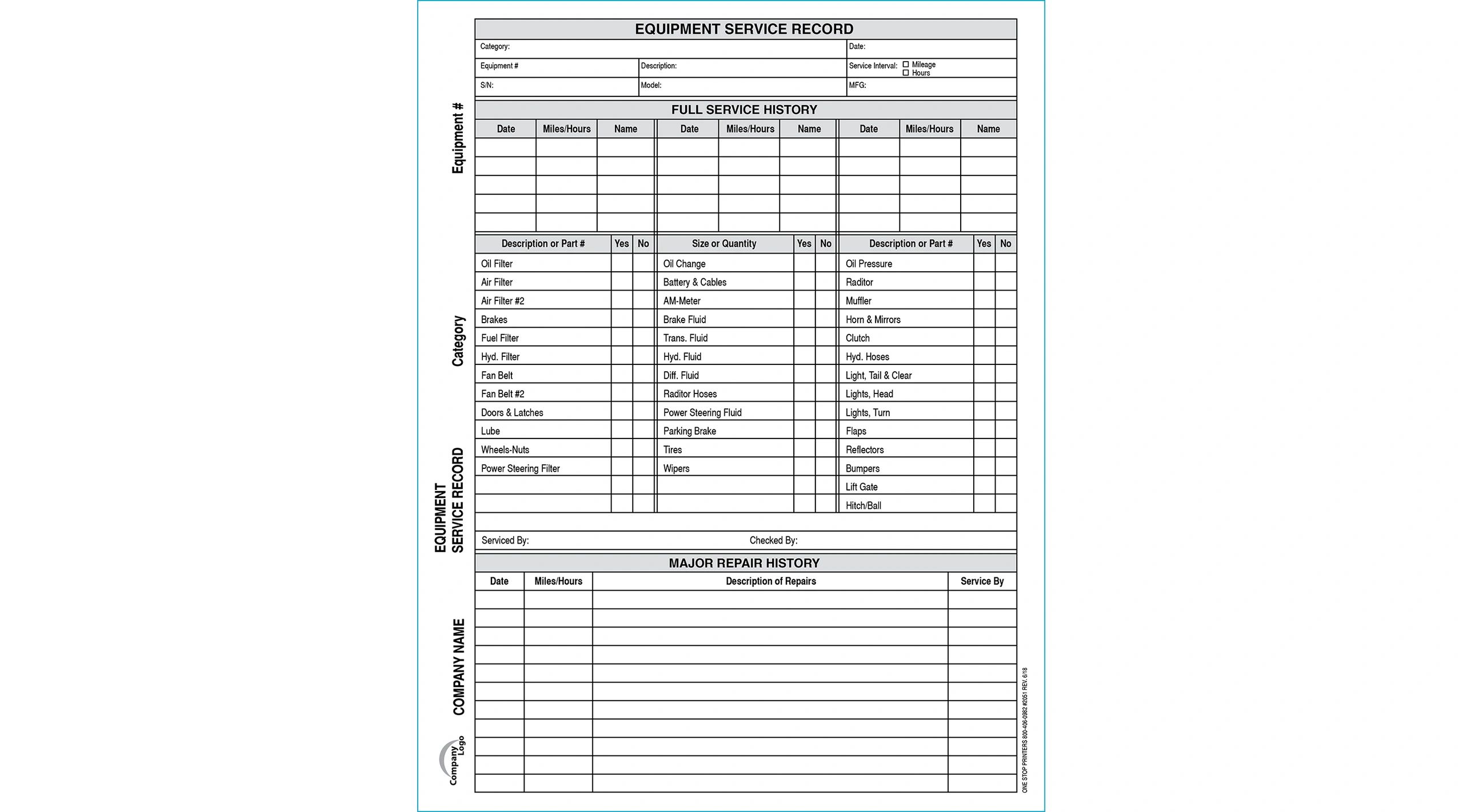 Equipment Service Record