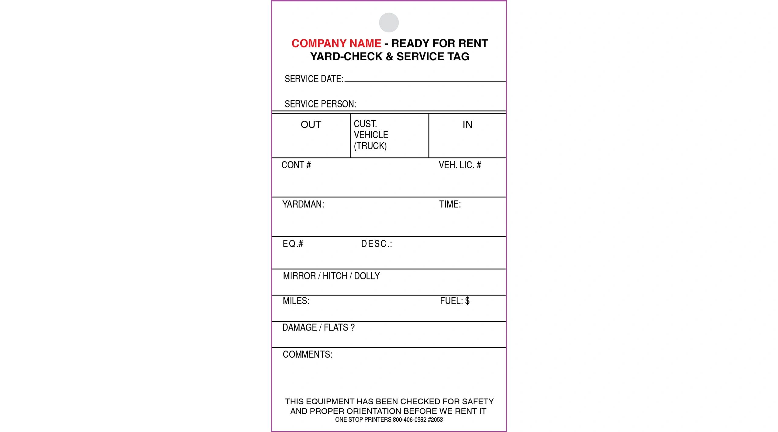 Ready-to-Rent Rental Yard Tag