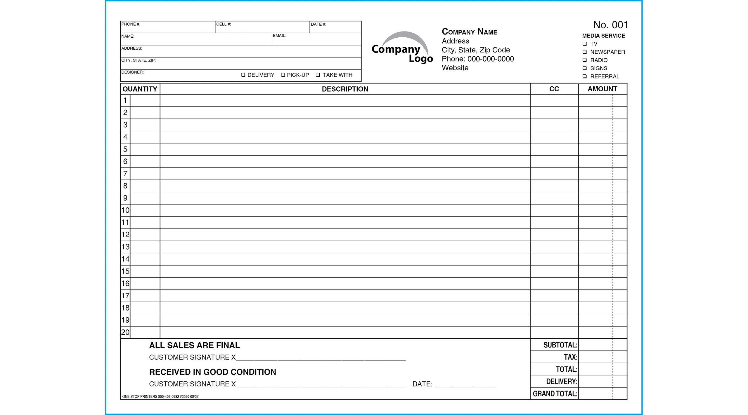 Appliance Store Invoice
