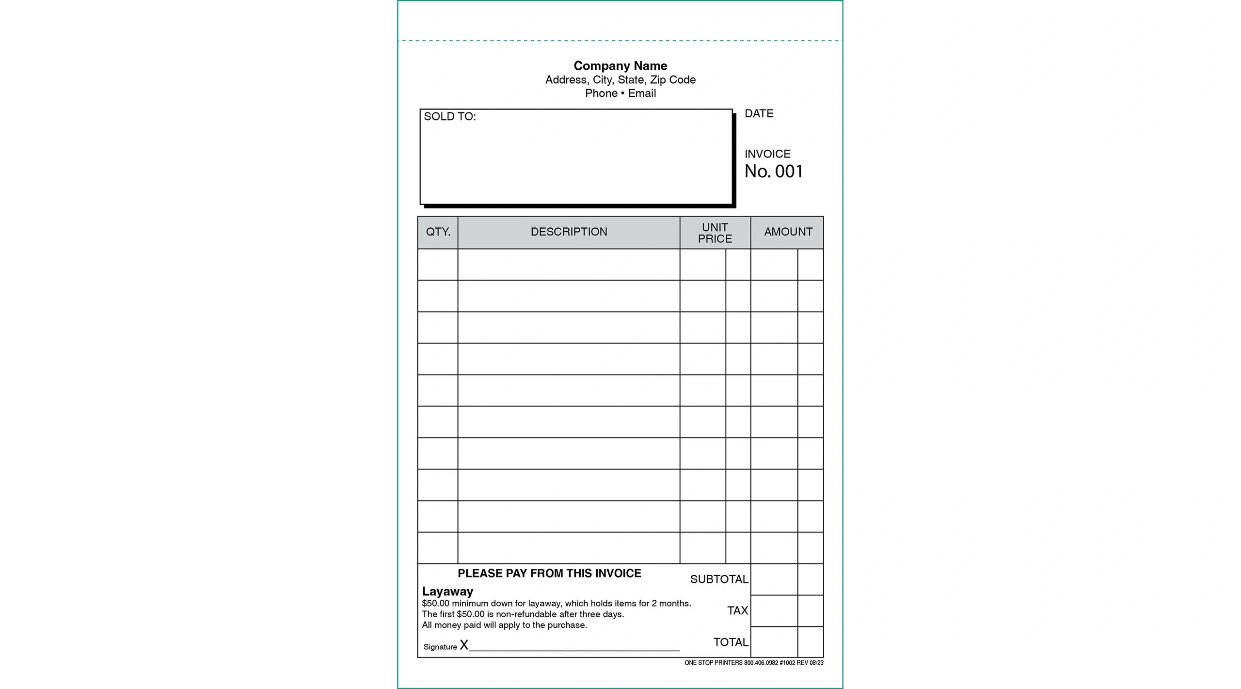 Retail Sales Invoice/Receipt