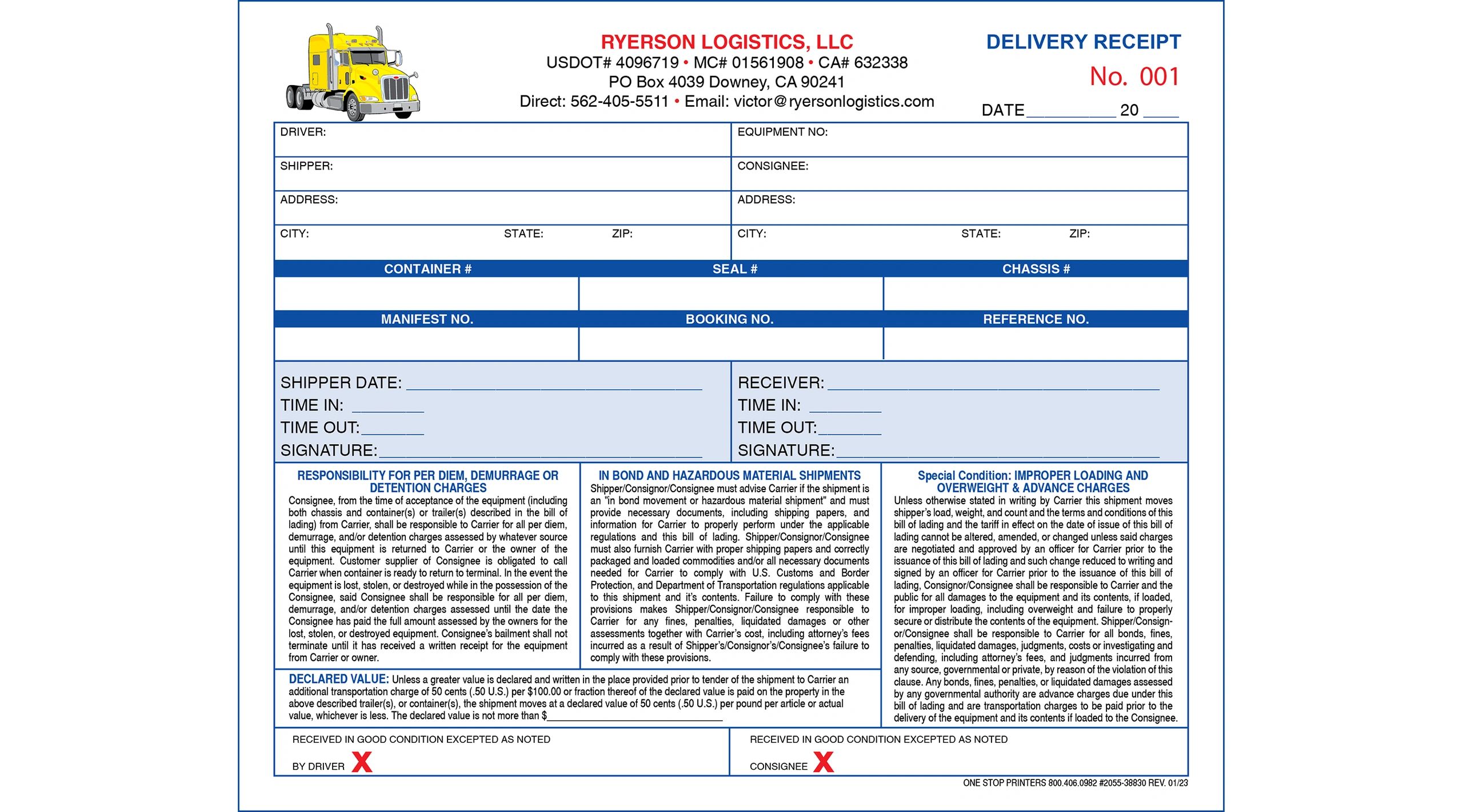 Container Proof of Delivery and Delivery Receipt