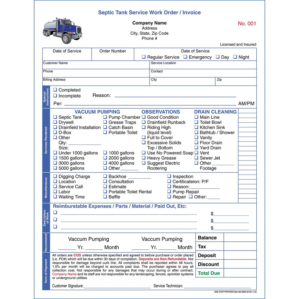 Septic Tank Service Invoice #2158