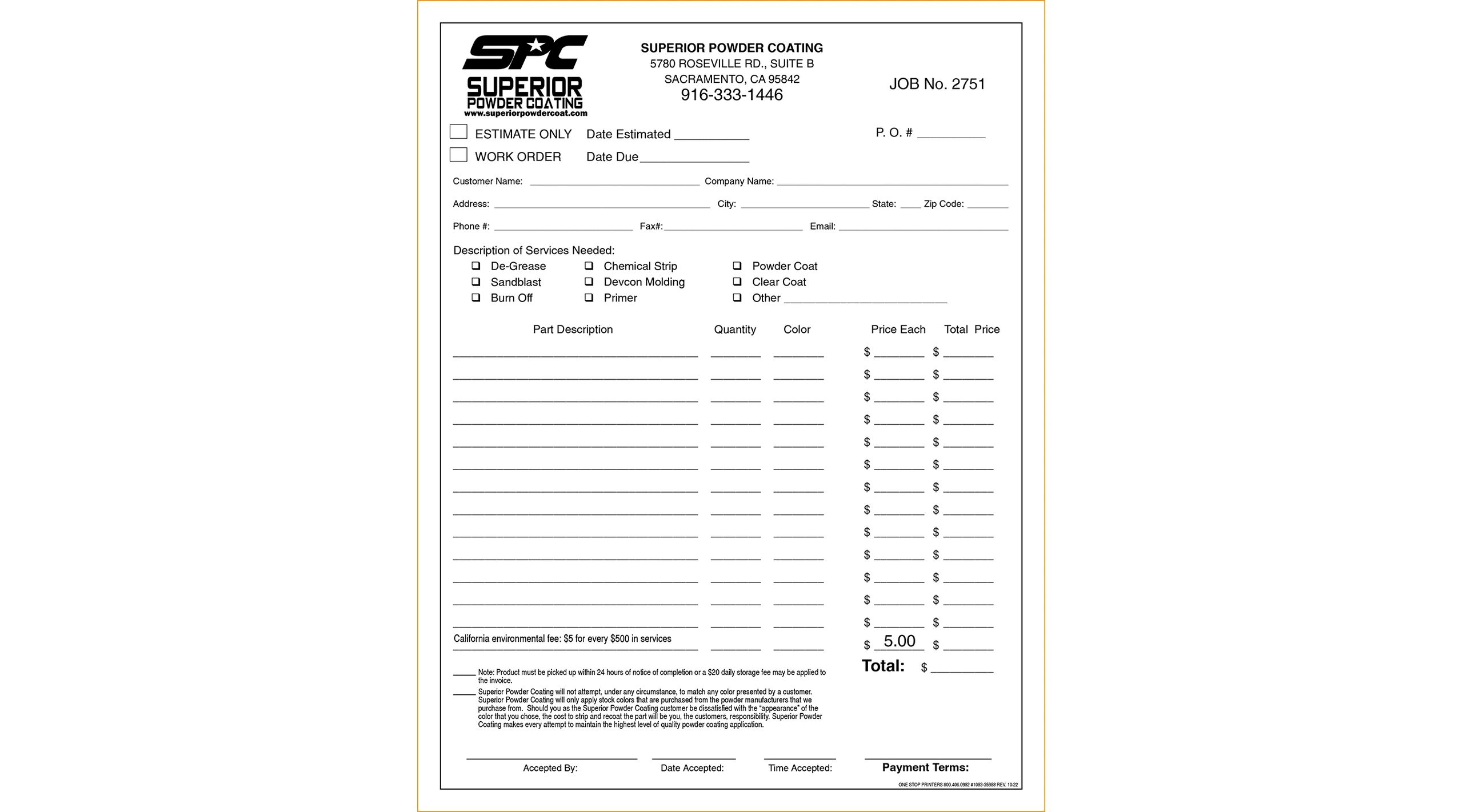 Work Orders and Invoices for the Powder Coating Industry