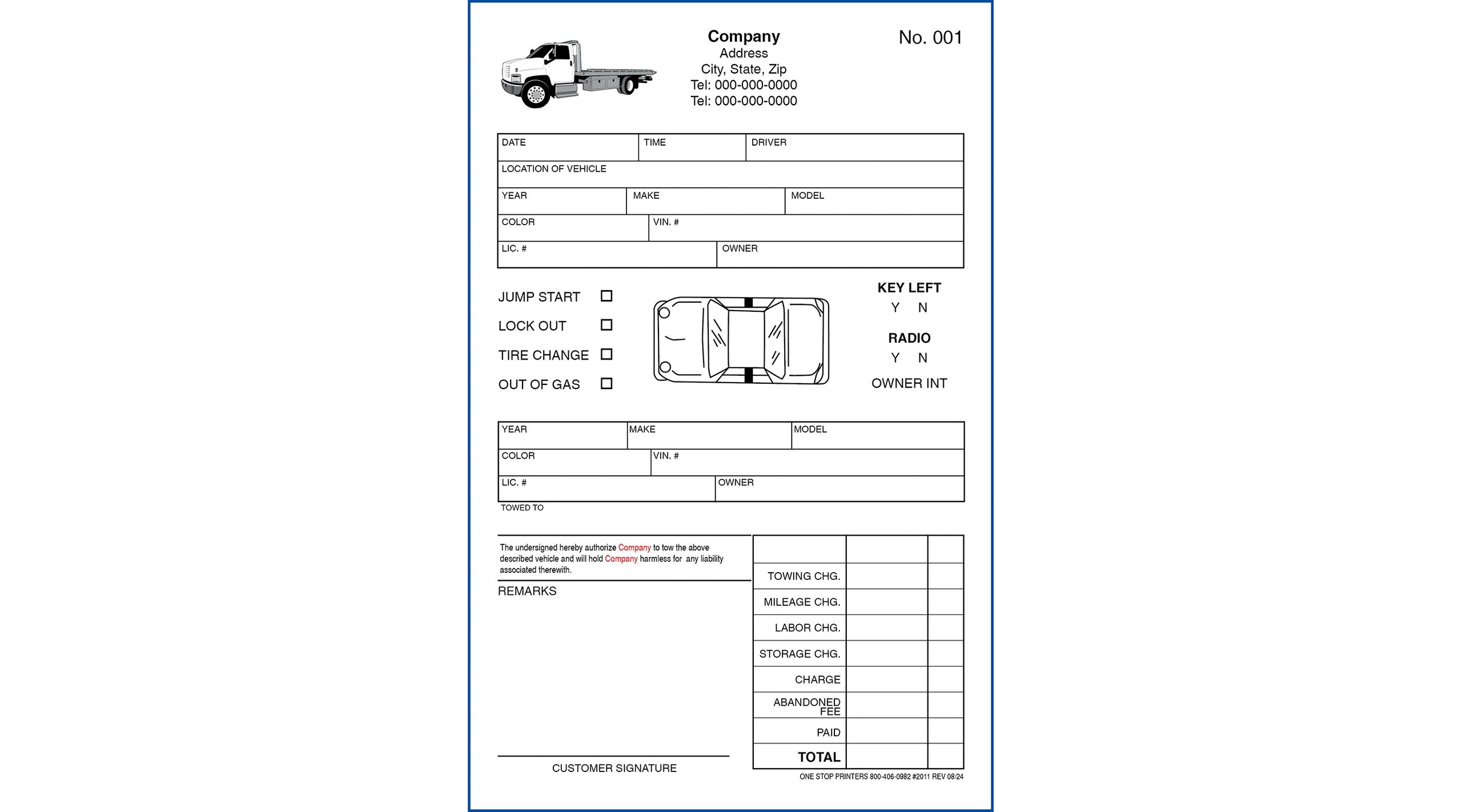 Tow Truck Invoice Books