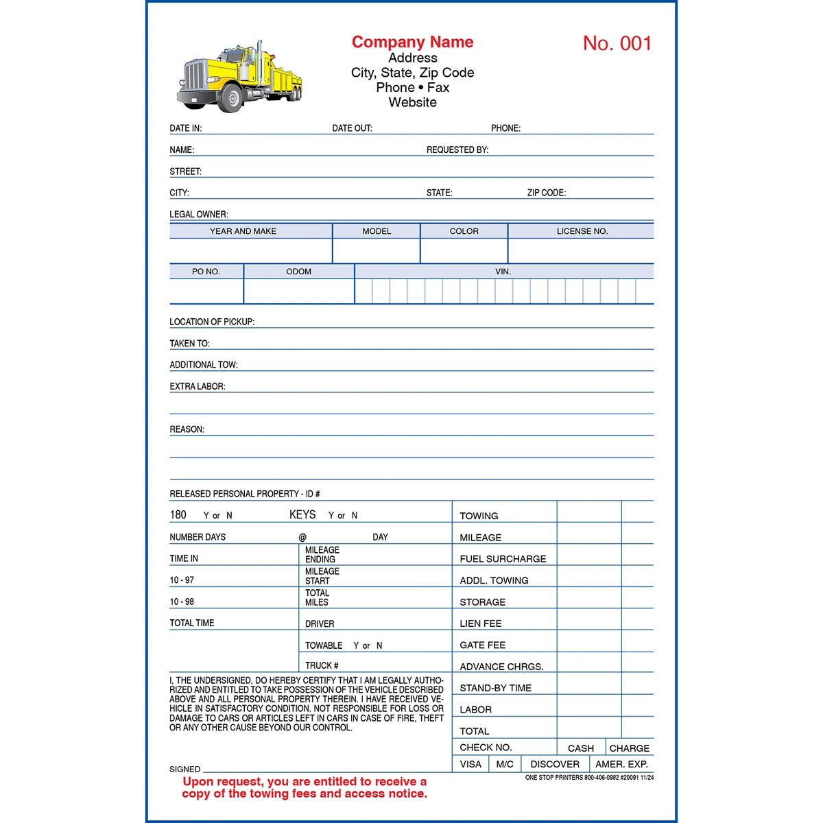 Towing Work Order #20091